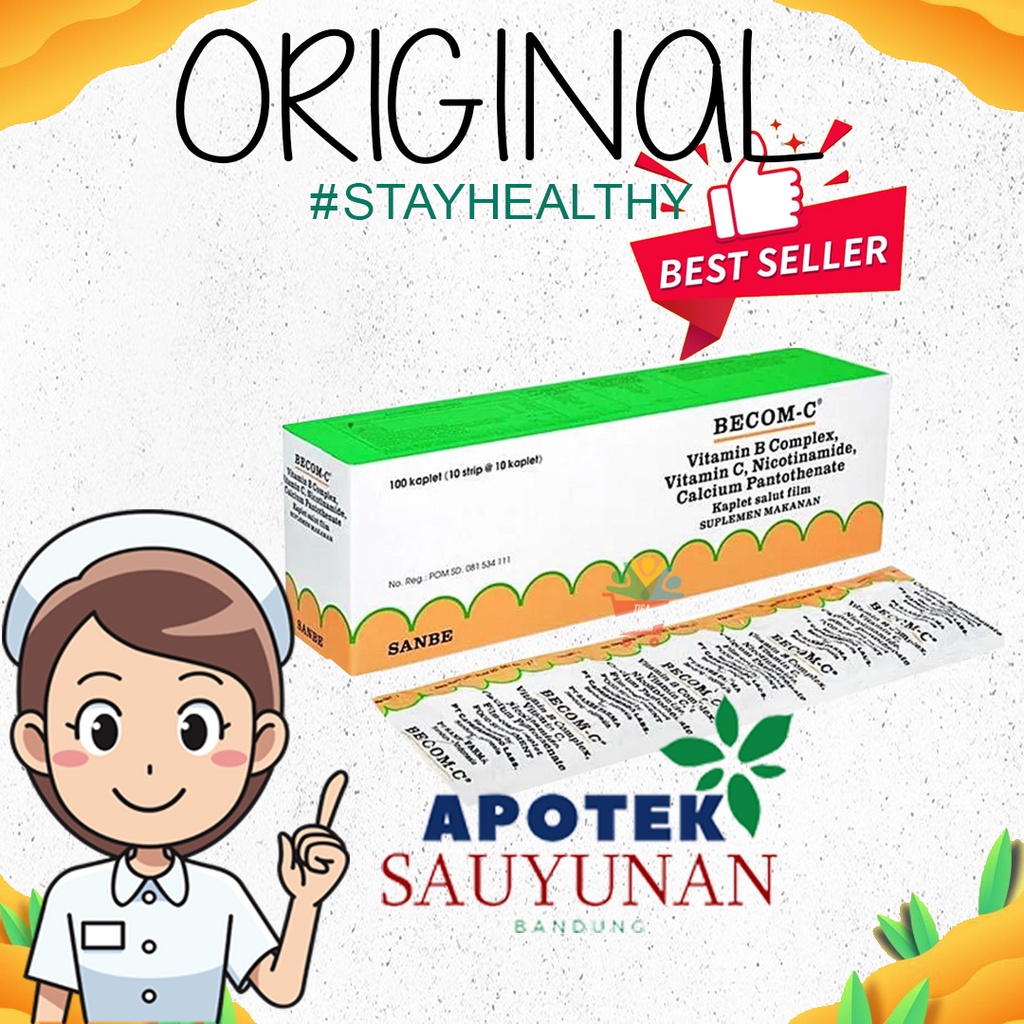 Jual Becom C Multivitamin C 500 mg dan B Kompleks ( Strip isi 10 tablet ...