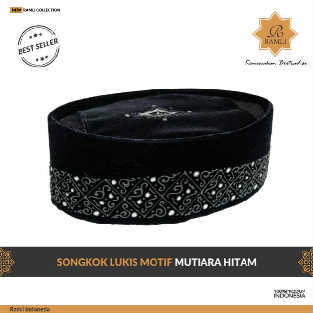 Jual KOPYAH SONGKOK PECI HITAM MOTIF MUTIARA HITAM | Shopee Indonesia