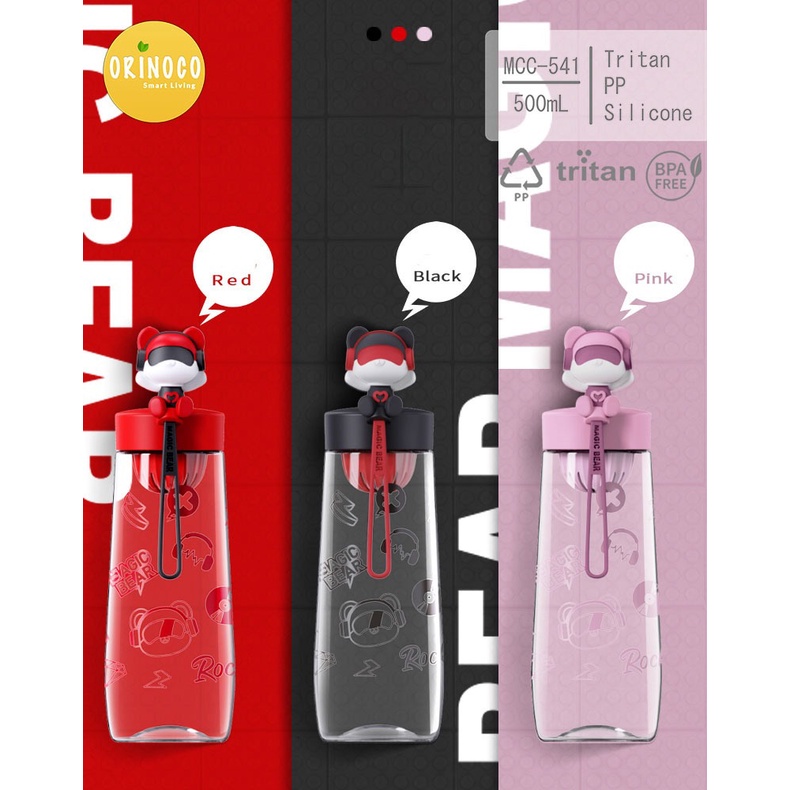 Jual Botol Minum Plastic Tritan MCC-541 Magic Bear Infuse Water 500ml ...