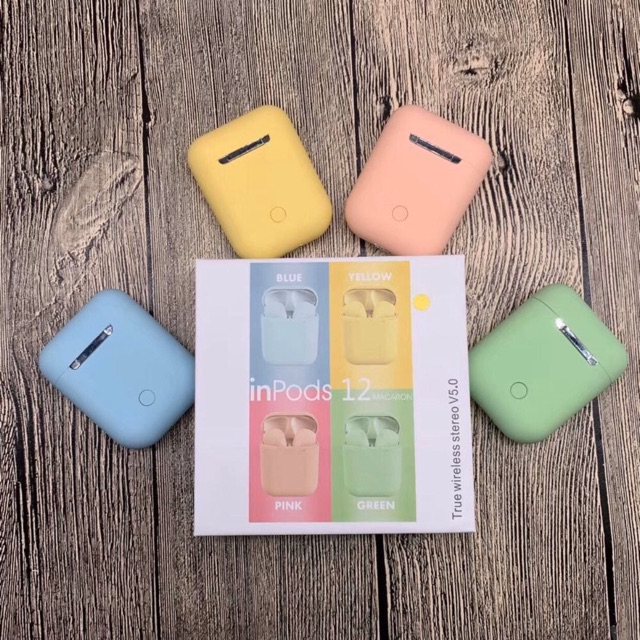Jual (FREE CASE) inpods 12 macaron earphone for android & ios | Shopee ...