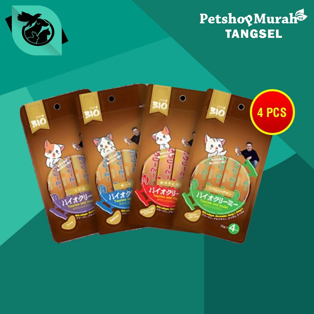 Jual Cemilan Kucing Bio Creamy Treats 60gr Cat Snack 60 gr murah ...