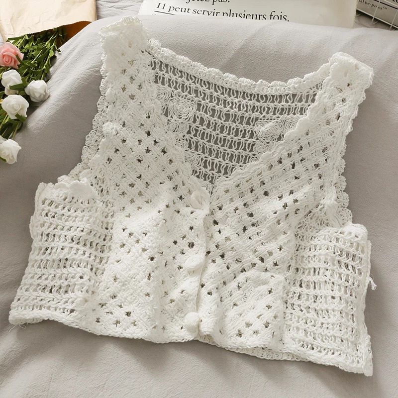 Jual ALISCHA VEST crochet vest / vest rajut / vest import / outer vest ...