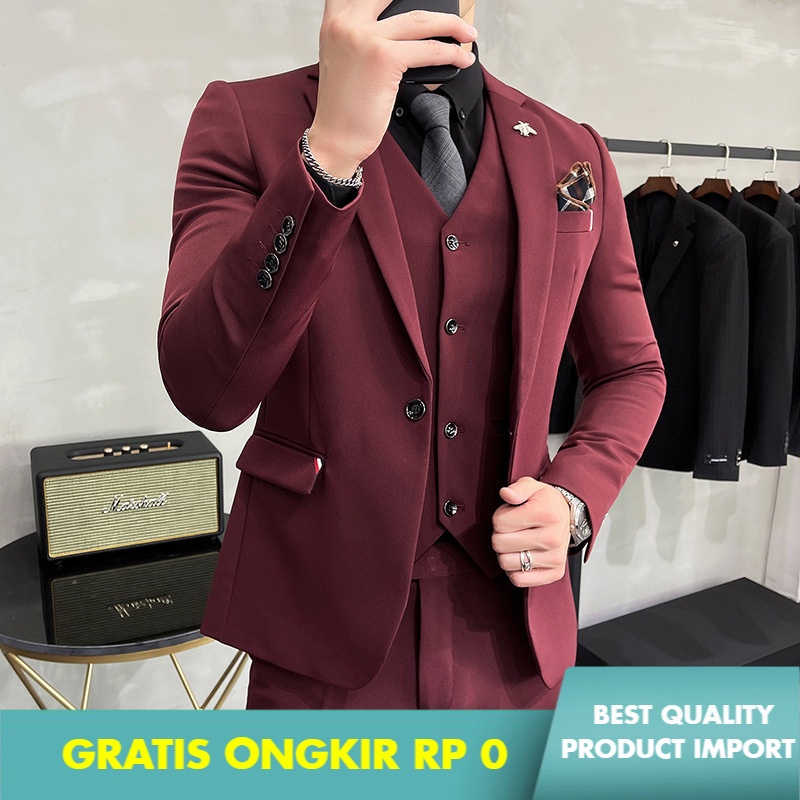 Jual Jas Pria Setelan Jas Pria Pria Setelan Jas Tiga Potong Saku ...