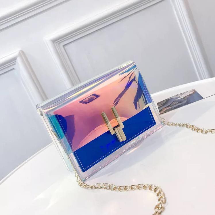 Jual Crystal Bag Transparan Rainbow/Tas Transparan Kulit /Tas Import ...