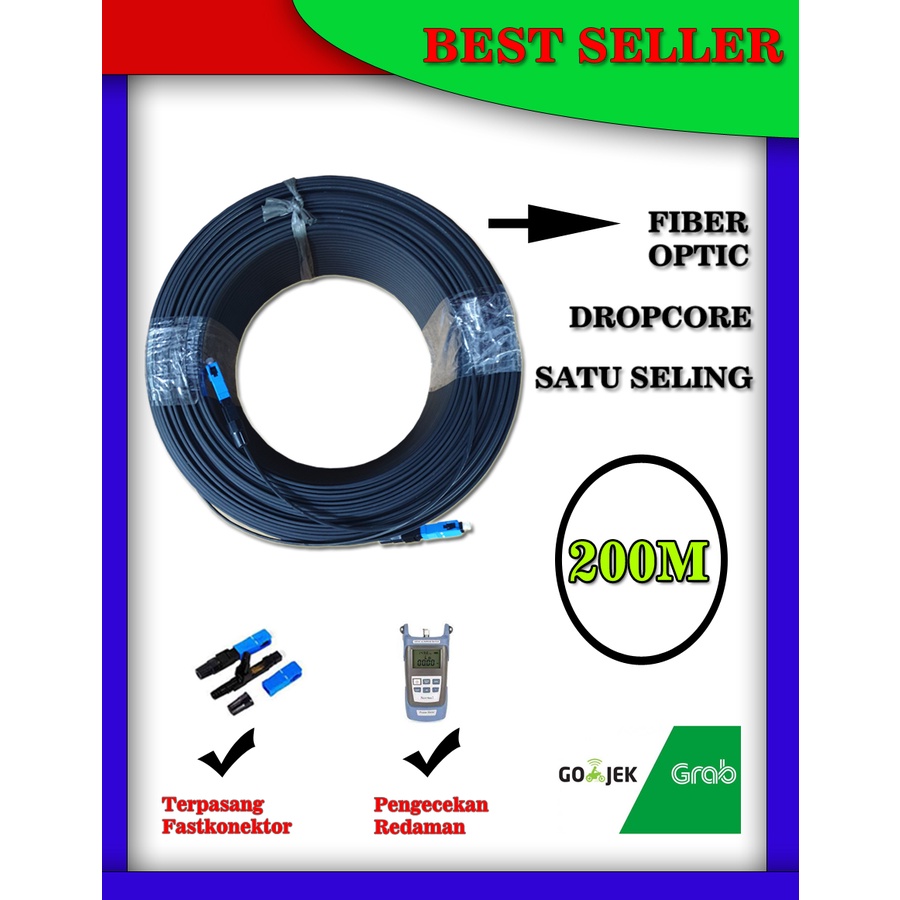 Jual KABEL FIBER OPTIC DROPCORE 200 METER 1 SELING 1 CORE | Shopee ...