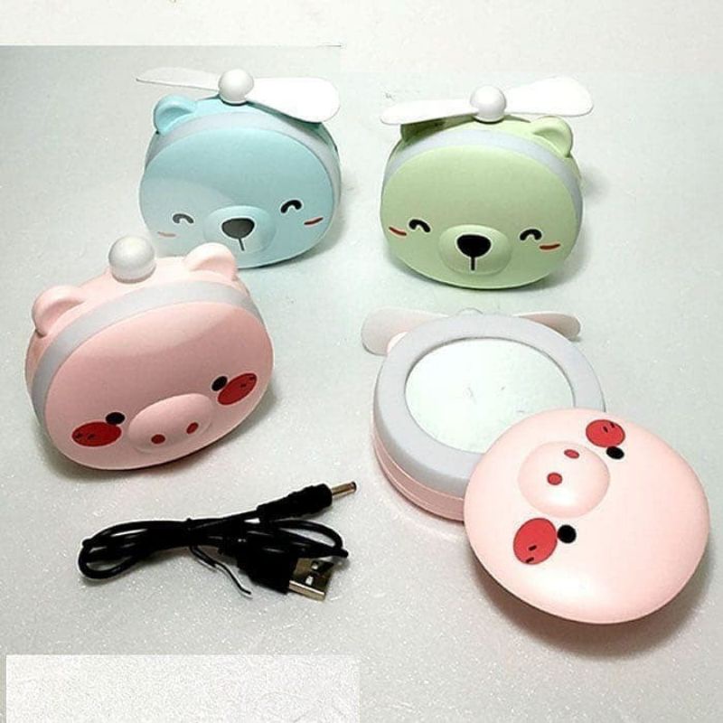 Jual Mini Fan Led Kipas Makeup LED Light 3 In 1 USB Charging / Kipas ...