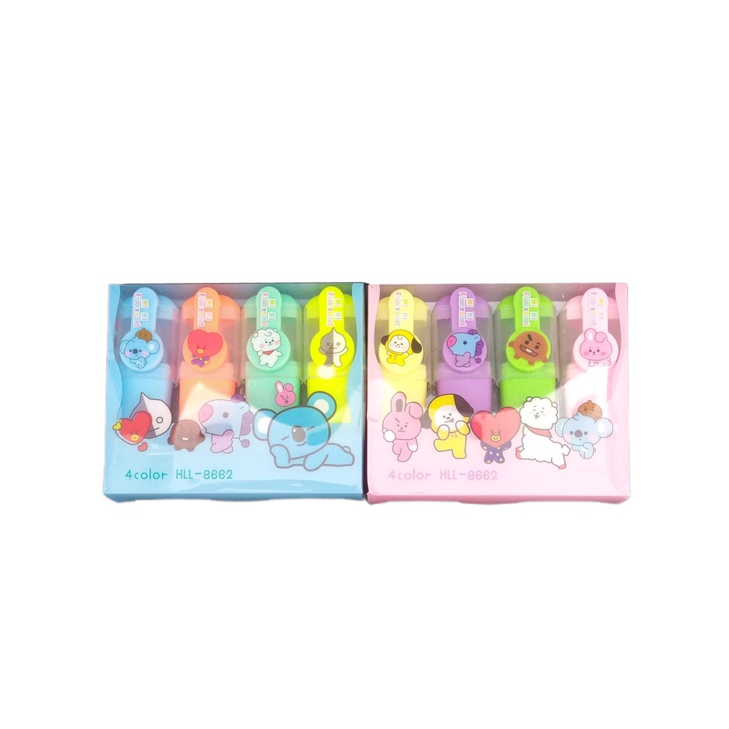 Jual Stabilo Mini 4 Warna Karakter BTS BT21 | Shopee Indonesia