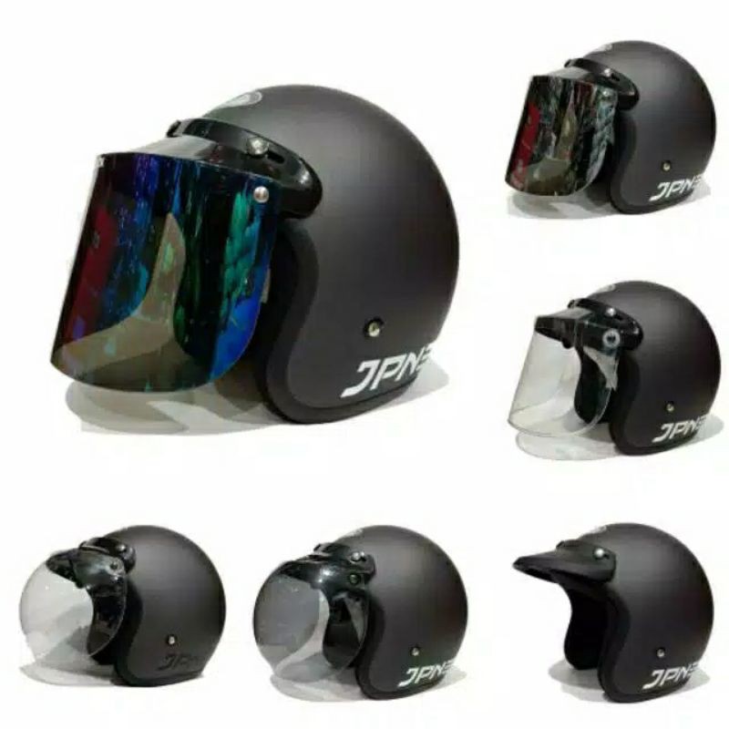 Jual Helm JPN warna Abu tua dof Set kaca | Shopee Indonesia