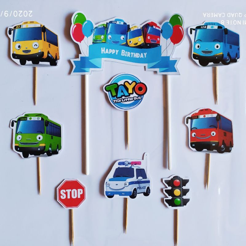 Jual TERMURAH !!! Cake Topper Hiasan Kue Little Bus Tayo (1 set isi 9 ...