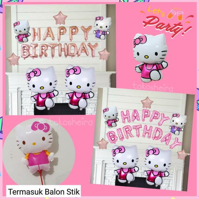 Jual Paket Dekorasi Balon Ulang Tahun Hello Kitty Happy Birthday Hbd ...