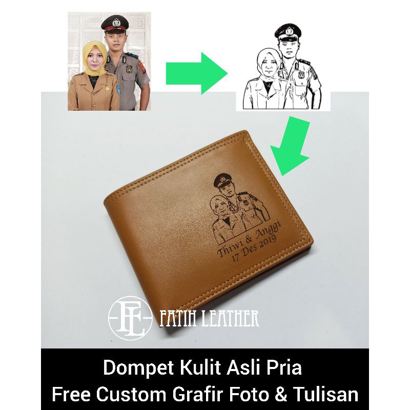 Jual ⭐⭐⭐⭐⭐ DOMPET KULIT CUSTOM FOTO & NAMA, DOMPET PRIA KULIT ASLI ...