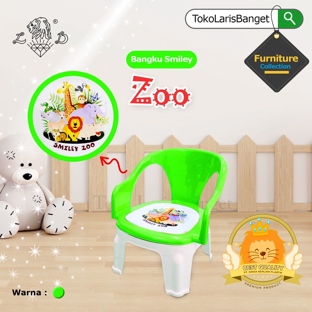 Jual Bangku Smiley Zoo/Bangku Senderan Anak/Bangku Anak Plastik ...