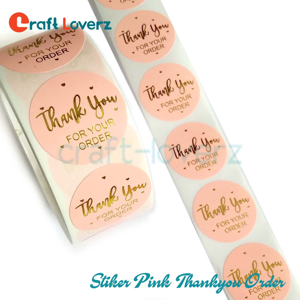 Jual 50pcs STIKER PINK THANKYOU ORDER Label Sticker Kemasan Packaging ...