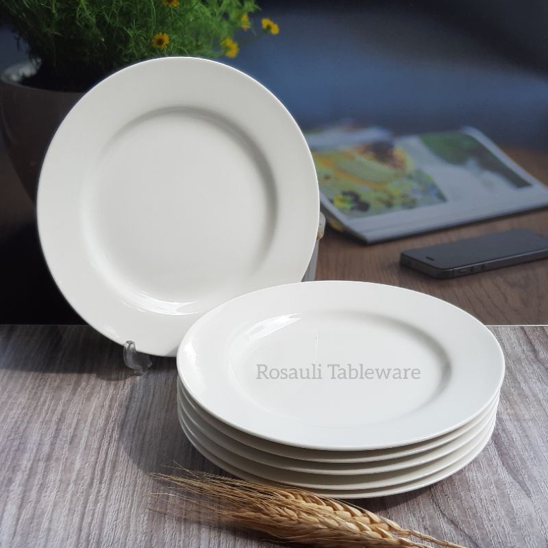 Jual 6 Pcs Piring Makan Ceper Keramik 23 cm | Putih Bone | Best Quality ...