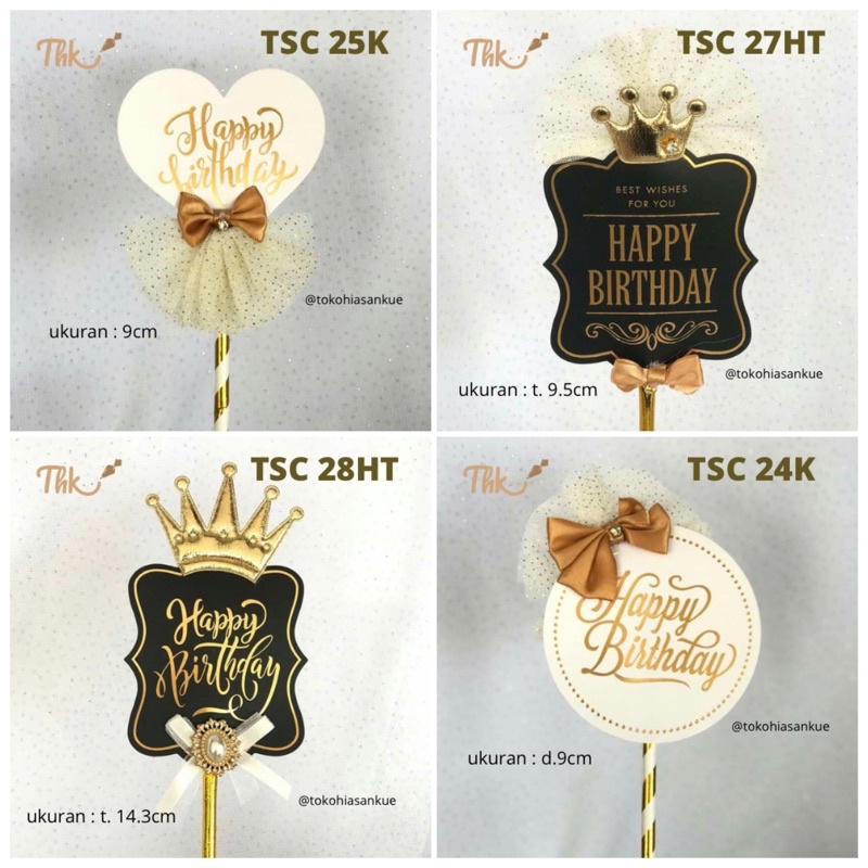 Jual Hiasan Tusukan Kue Cake Topper Happy Birthday Hitam Putih | Shopee ...