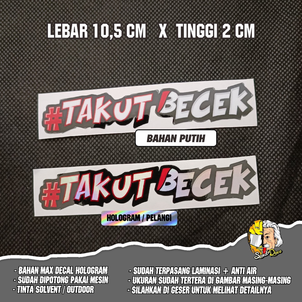 Jual stiker takut becek #takutbecek / stiker motor / stiker mobil ...
