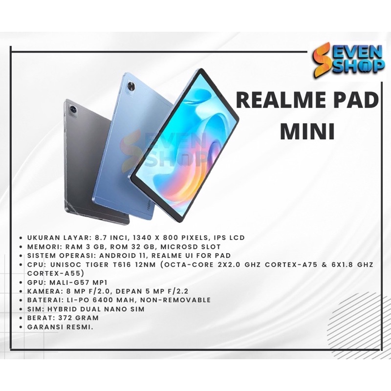 Jual TAB REALME Pad Mini 3/32 4/64 GARASNI RESMI | Shopee Indonesia