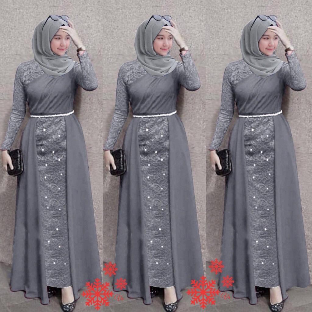 Jual Lakshana Gamis Terbaru Brukat Maxi Dress Pesta Remaja Dewasa Wanita Muslim - Size Jumbo M L ...