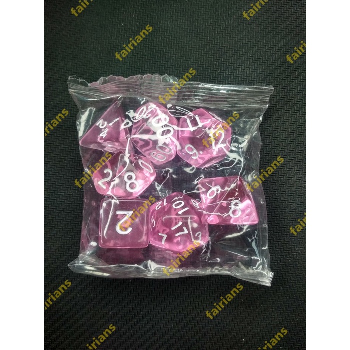 Jual Dadu/Dice DND Polyhedral set isi 7 (Transparent Pink) | Shopee ...