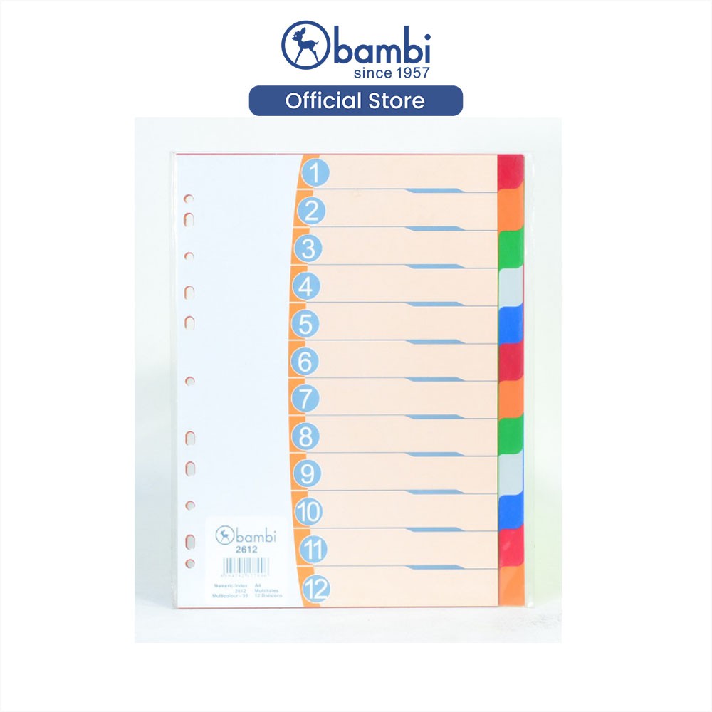 Jual Bambi Isi Binder A4 Divider & Indexes Pembatas Kertas Binder Edisi 12 Section Original ...