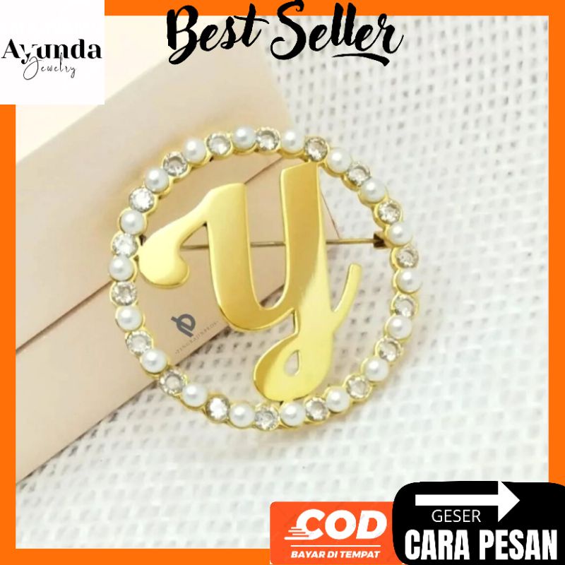 Jual Bros Nama Custom Mutiara Bros Lapis emas Bros hijab Bros peniti ...