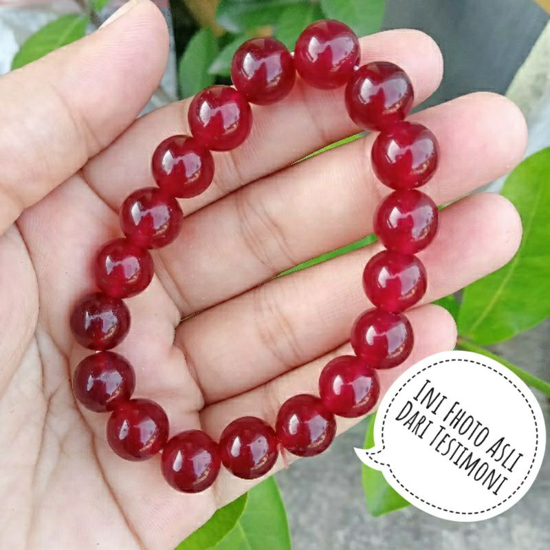 Jual GELANG BATU ASLI GIOK MERAH NATURAL / 10 MM | Shopee Indonesia