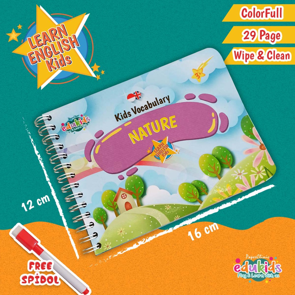 Jual Buku anak belajar mengenal alam mini book flash card wipe and ...