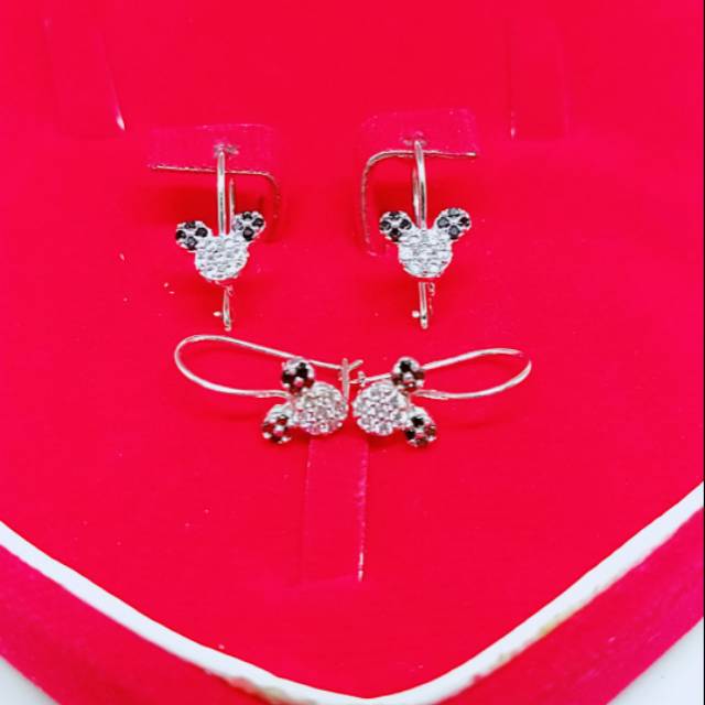Jual Anting anak & remaja Mickey mouse mata putih+hitam perak asli 925 ...