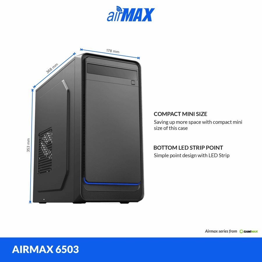Jual Casing Komputer Gamemax Airmax 6503 Micro-ATX include 500Watt PSU ...