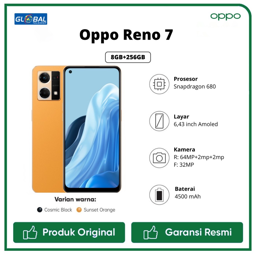 Jual Oppo Reno 7 Smartphone 8/256GB Garansi Resmi | Shopee Indonesia
