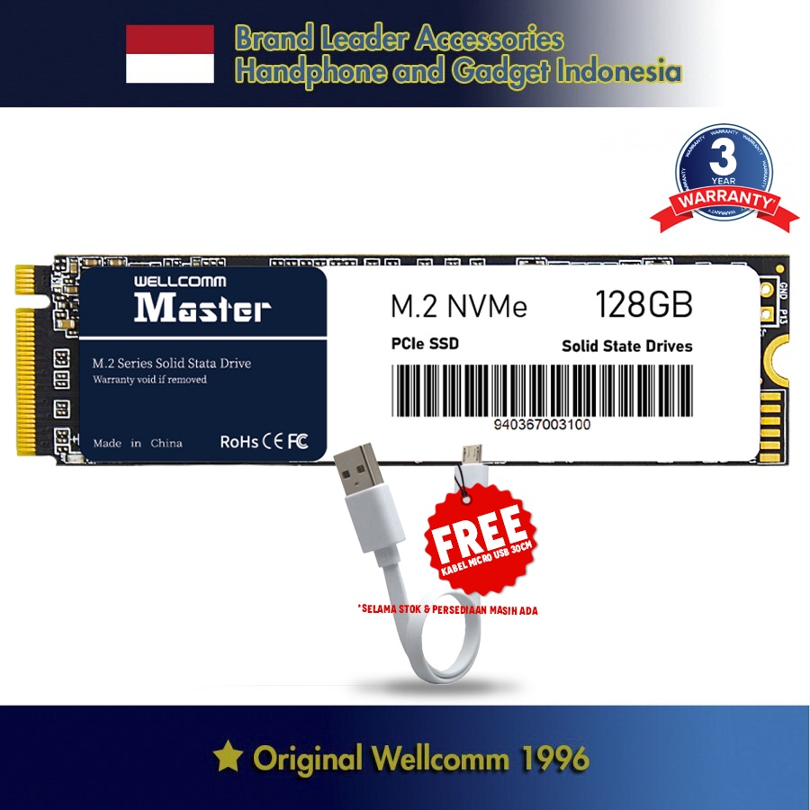 Jual Wellcomm SSD Master M.2 PCie NVMe 128 GB 256 GB 512 GB 1 TB / SSD ...