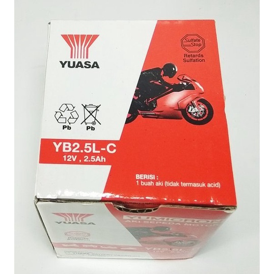 Jual YUASA Battery YB2.5L-C Yumicron Aki Motor Basah 12V 2.5A GL Pro | Shopee Indonesia