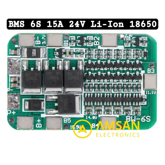 Jual BMS 6S 24V 15A Battery Lithium Ion 18650 Baterai Li-Ion | Shopee ...