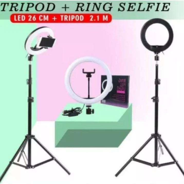 Jual Paket Super Hemat Tripod 2,1 Meter Plus Ring Light 26 CM Plus ...