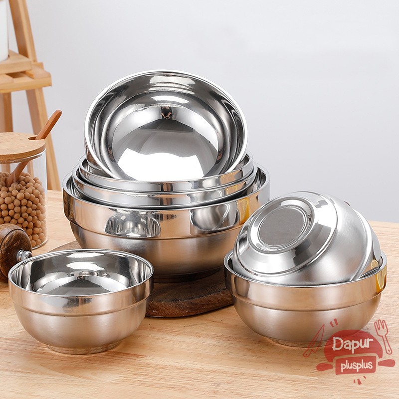 Jual Mangkok Korea Stainless Steel 301 Tebal / Mangkuk Dua Lapis Anti ...