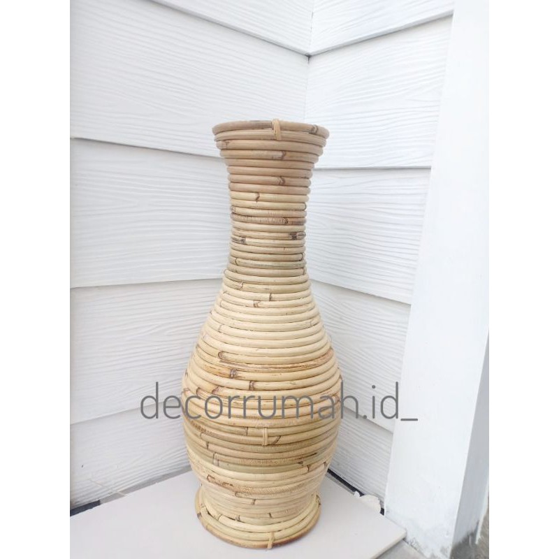 Jual Vas Bunga Tinggi Anyaman Rotan Warna Natural | Shopee Indonesia