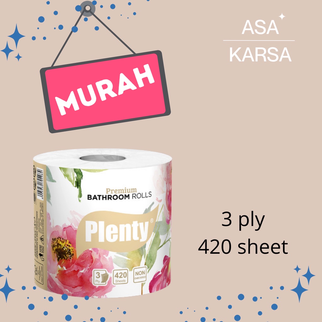 Jual Tissue Plenty Bathroom Roll Single | 420 Sheet | Tissue Toilet 3 ...