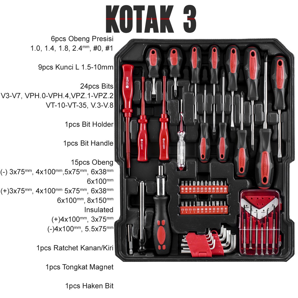 Jual Allefix Tool Kit 187 PCS Perkakas Bengkel Dan Rumah Koper Lengkap Bahan Kuat | Shopee Indonesia
