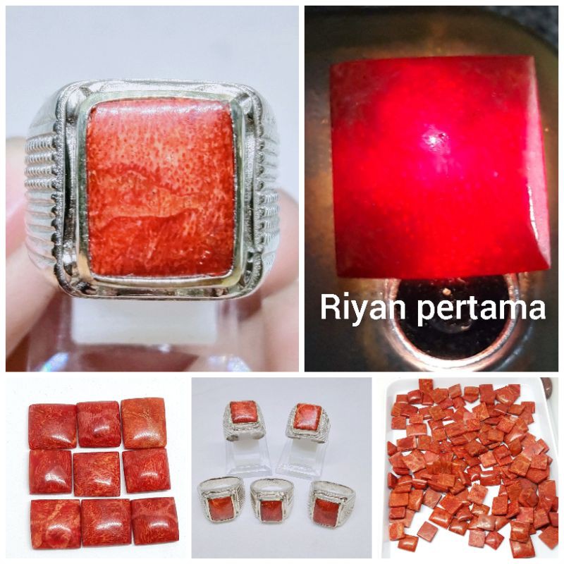 Jual Cincin batu red marjan coral kotak dan lostone red marjan coral ...
