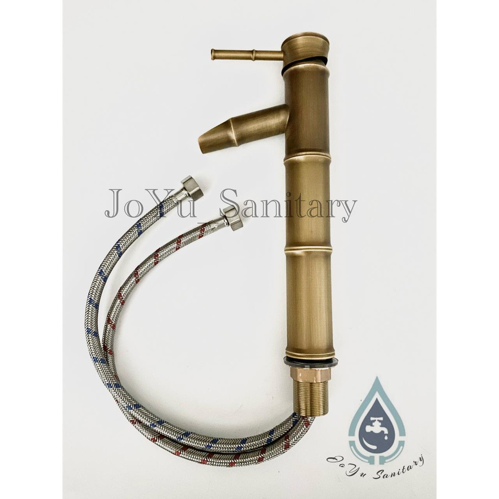 Jual Kran Wastafel Panas dingin Kuningan Bambu-Keran air wastafel tinggi unik antik hot cold ...
