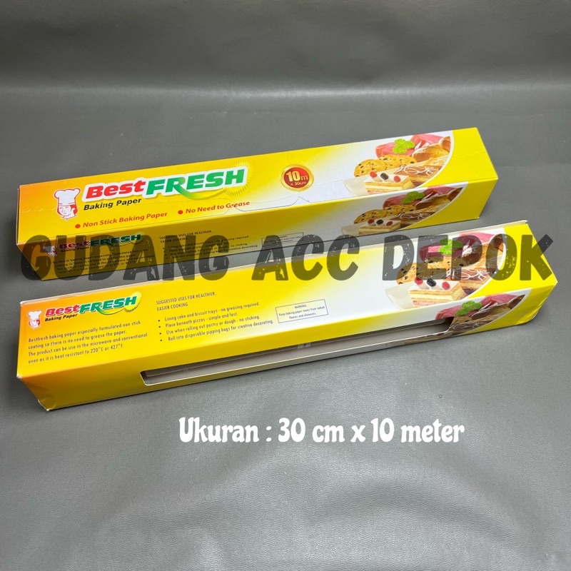 Jual Baking Paper / Kertas Roti Merek Best Fresh Ukuran 30cm X 10 Meter ...