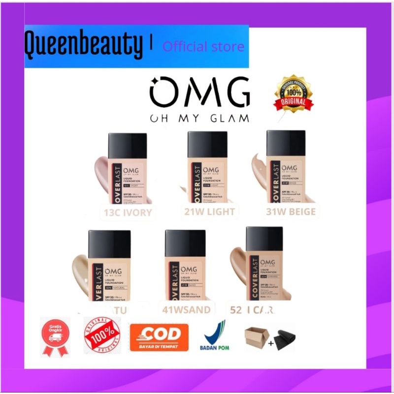 Jual OMG liquid foundation cover last 6 varian warna | Shopee Indonesia