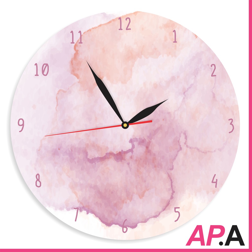 Jual Jam Dinding Unik Watercolor Deep Pink Pajangan Kamar Merah Muda ...