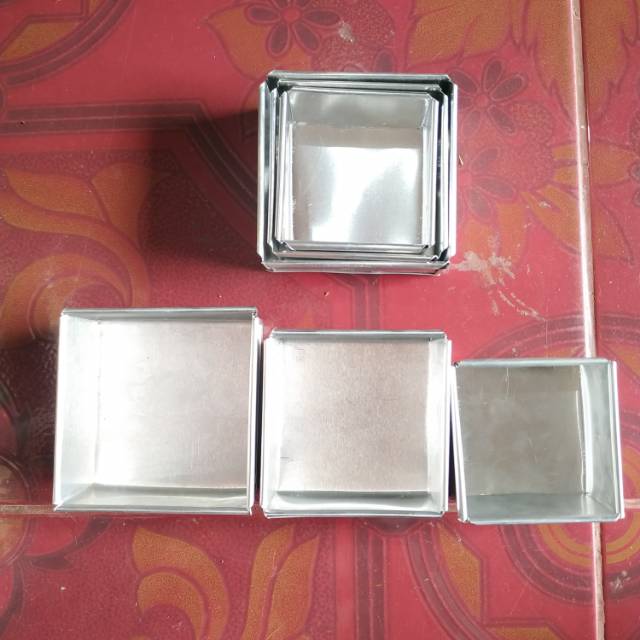 Jual Cetakan Roti kukus kotak persegi set isi 3 Loyang model Kotak ...