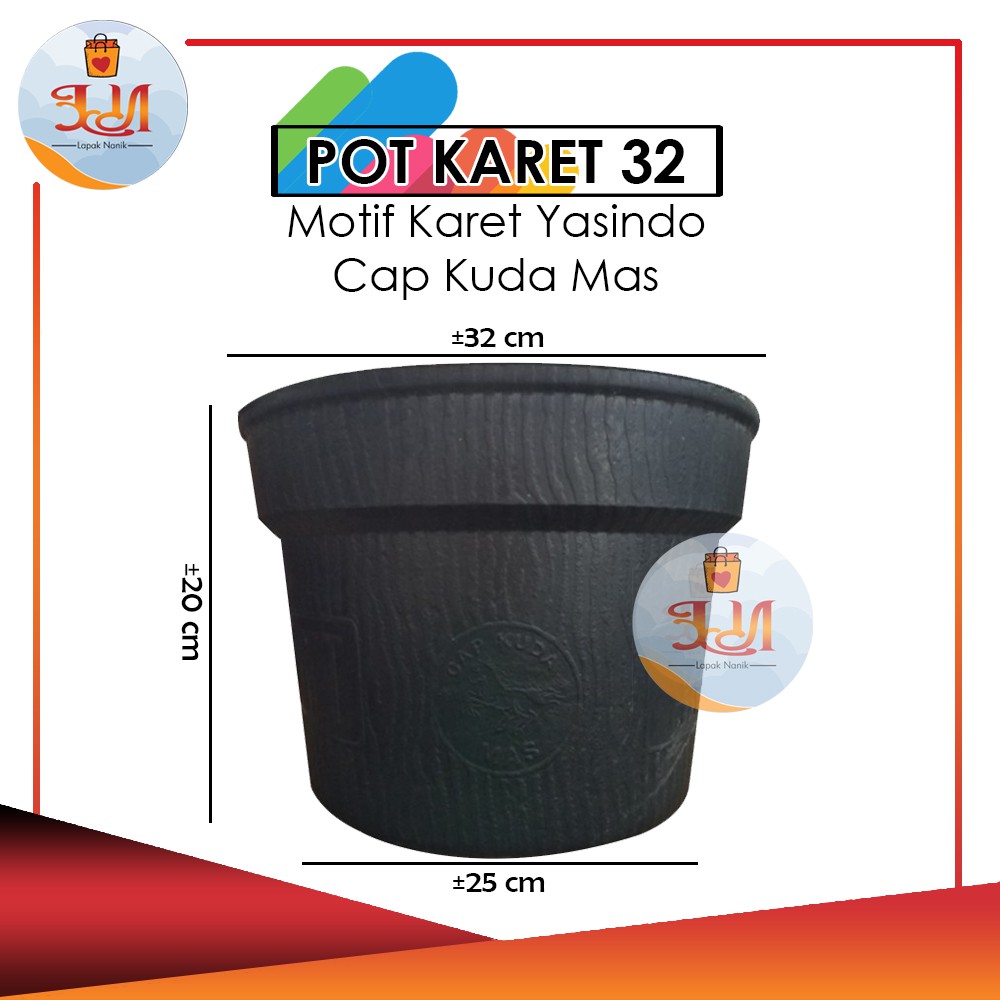 Jual [3 Pcs] Pot Karet Yasindo Ukuran 32 cm / Pot Bunga Karet CAP KUDA ...
