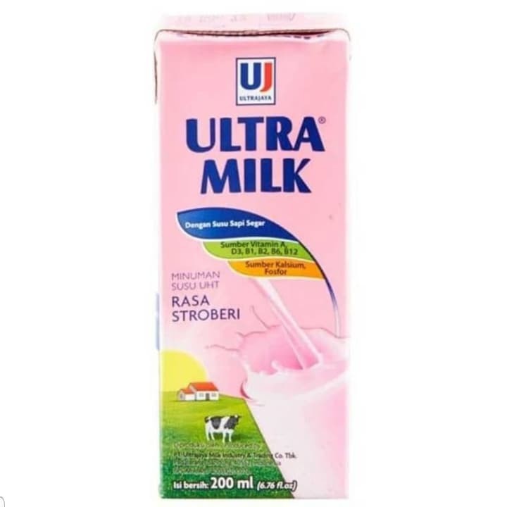 Jual ULTRA MILK SUSU UHT RASA STROBERI 200ML | Shopee Indonesia