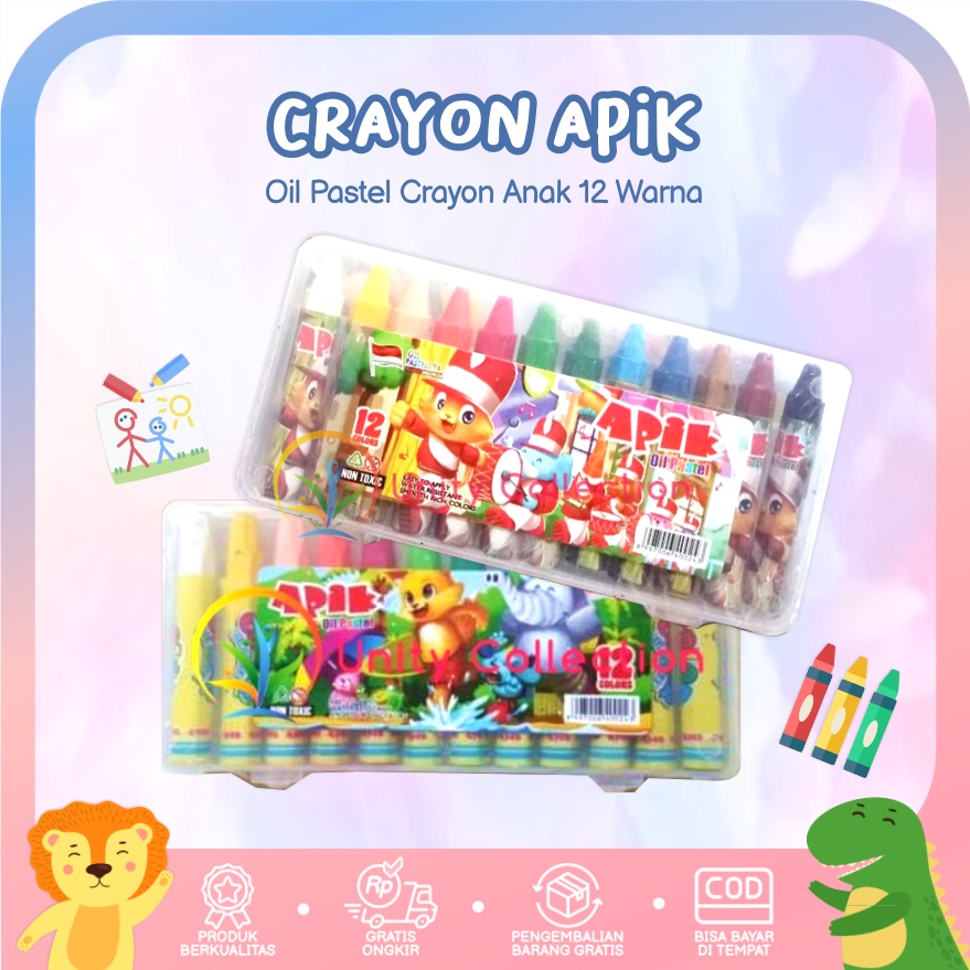 Jual Crayon Anak Isi 12 Warna Oil Pastel / Krayon Anak Sekolah 12 Warna ...