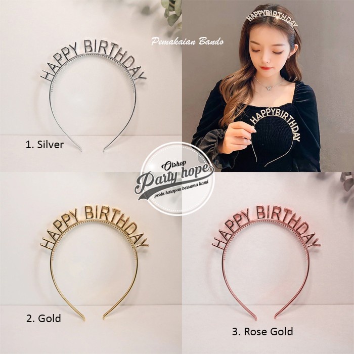 Jual Bando Happy Birthday / Head Band HBD / bandana ulang tahun chrown ...