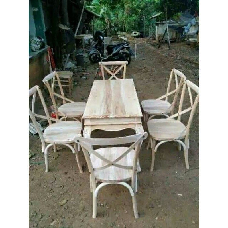 Jual Set Kursi Silang//Meja Akad Mahoni Murah | Shopee Indonesia