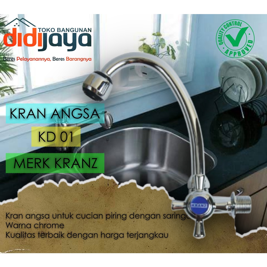 Jual Kran Angsa Kran Cucian Piring Warna Chrome merk Kranz Kran Dapur ...